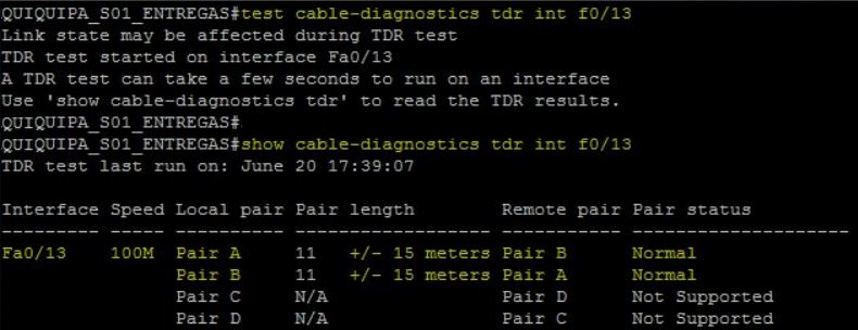 TDR Feature: Status in UTP Pairs