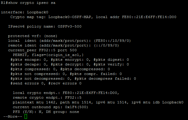 OSPFv3 - Authentication & IPSec Encryption