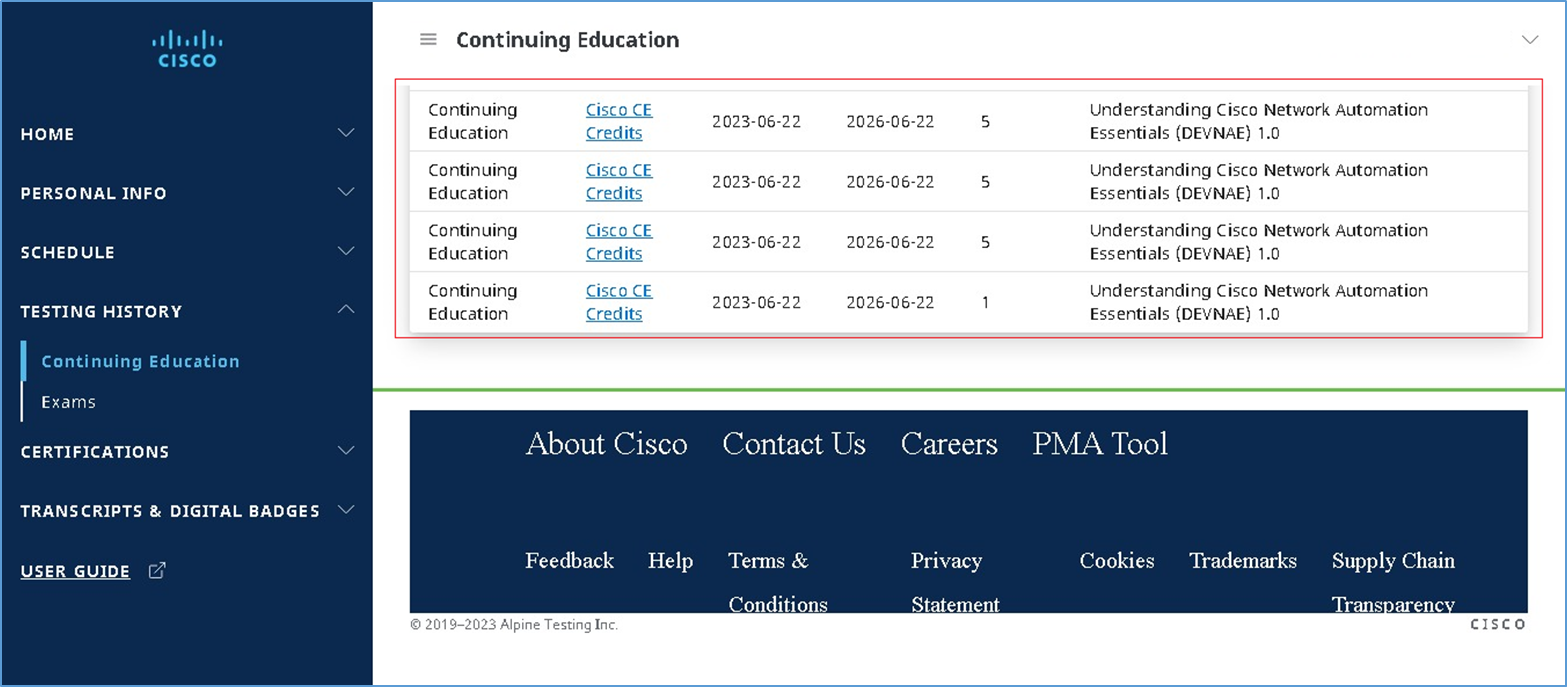 Experience in Cisco Recertification using CE credits